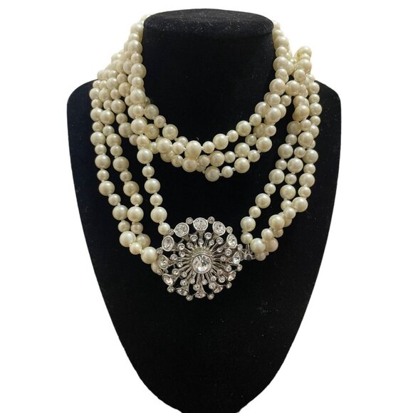 Talbots | Jewelry | Talbots Necklace Long Faux Pearl Triple Strand ...